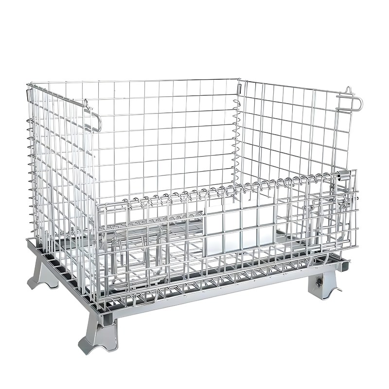 Cage pallet impilabile Cage di filo pieghevole Cage pallet in acciaio ...